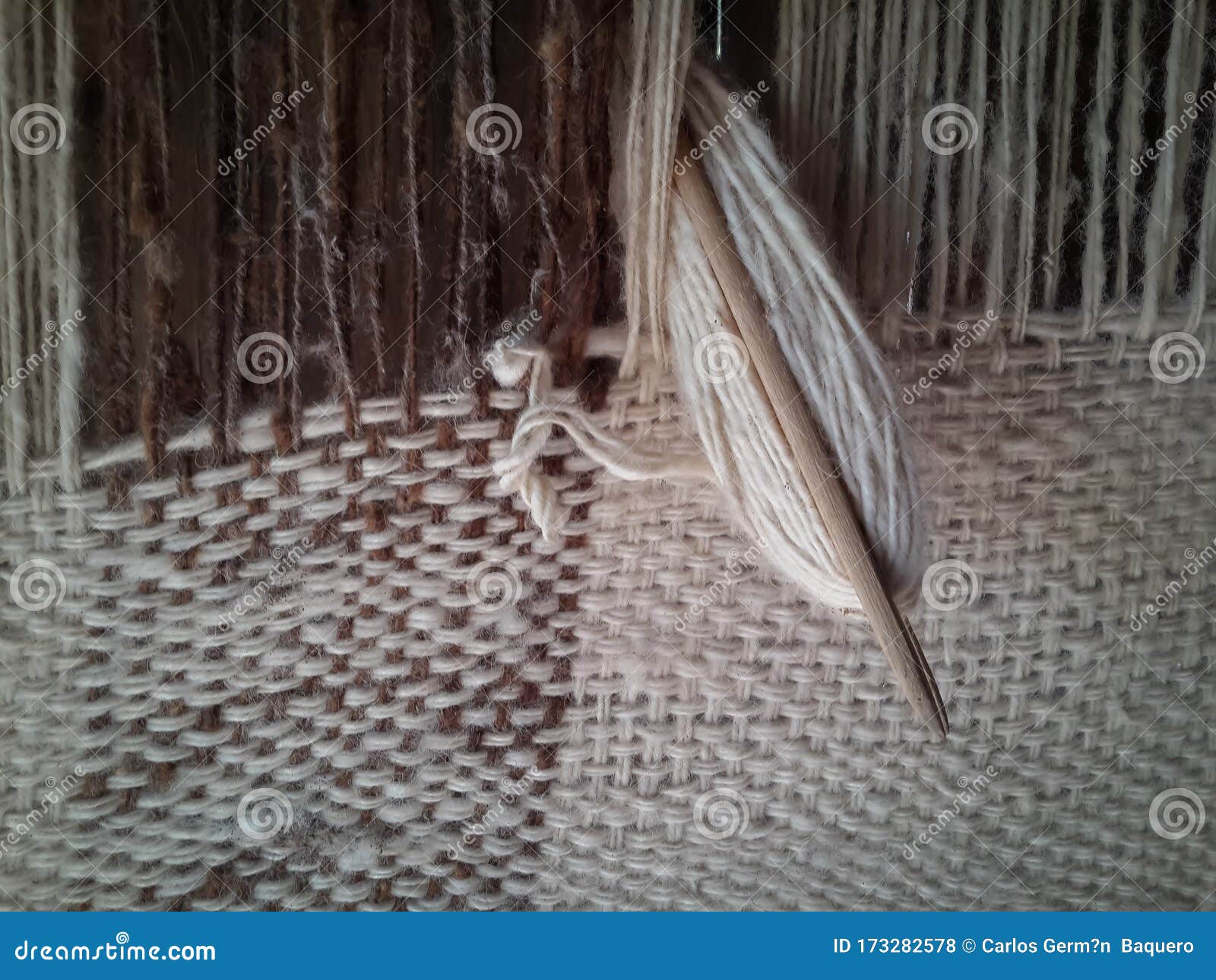 Piece of Handmade Woven Wool Fabric Stock Photo - Image of factory ...