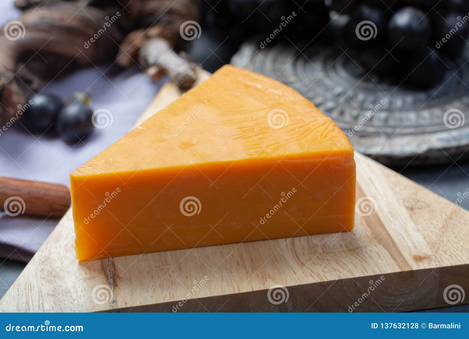 Piece of Hard Orange Cheddar Cheese Close Up Stock Photo - Image of ...