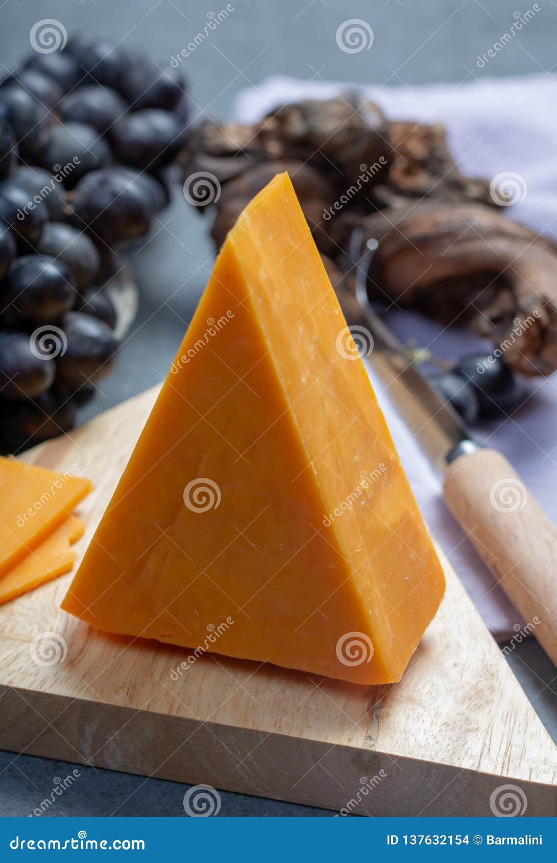 Piece of Hard Orange Cheddar Cheese Close Up Stock Photo - Image of ...