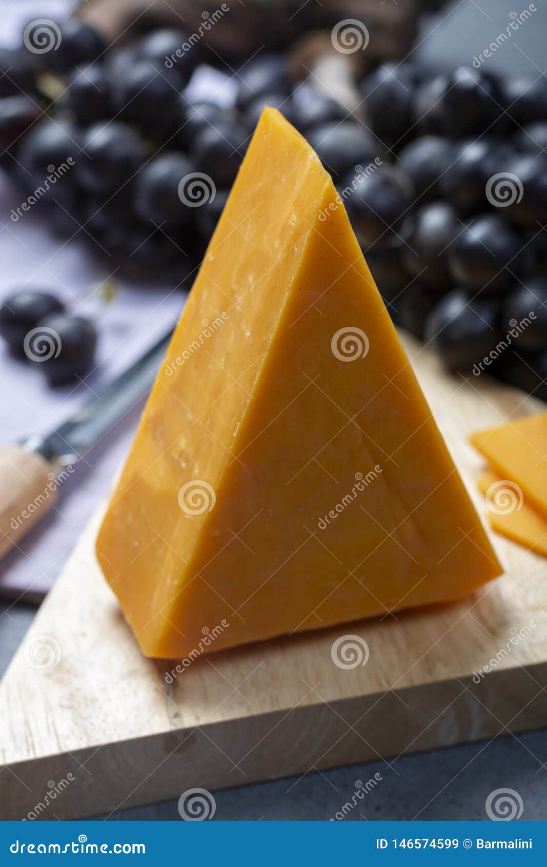 Piece of Hard Orange Cheddar Cheese Close Up Stock Image - Image of ...