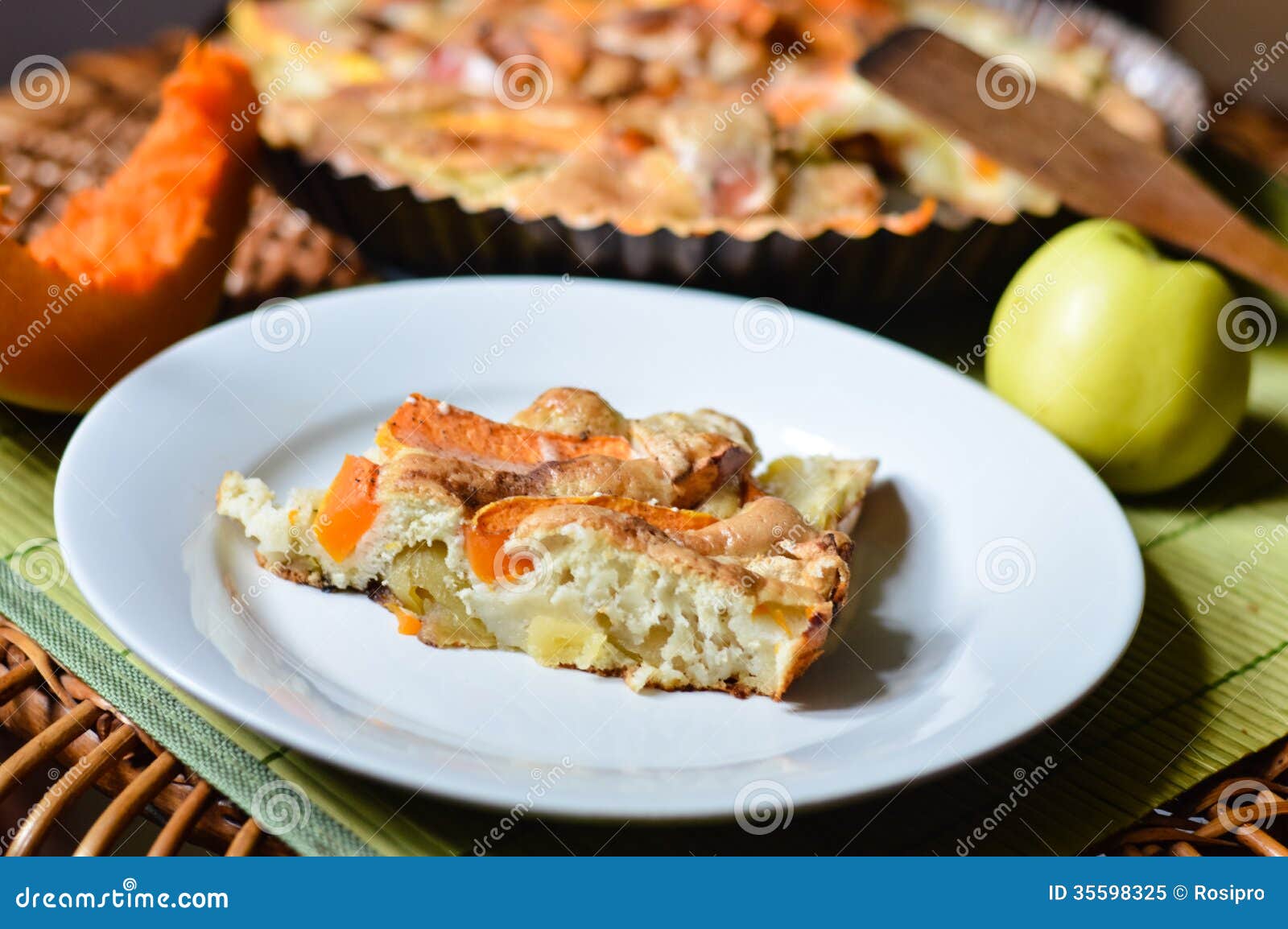 Piece of Homemade Apple and Pumpkin Pie Stock Image - Image of dessert ...