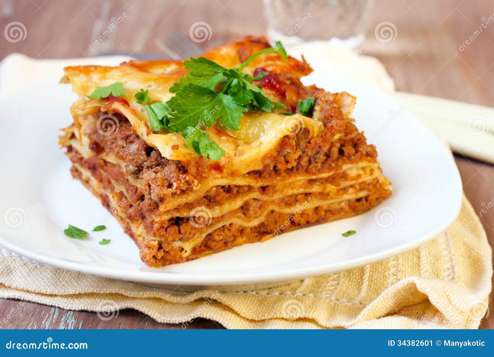 Piece of homemade lasagna stock image. Image of appetizer - 34382601