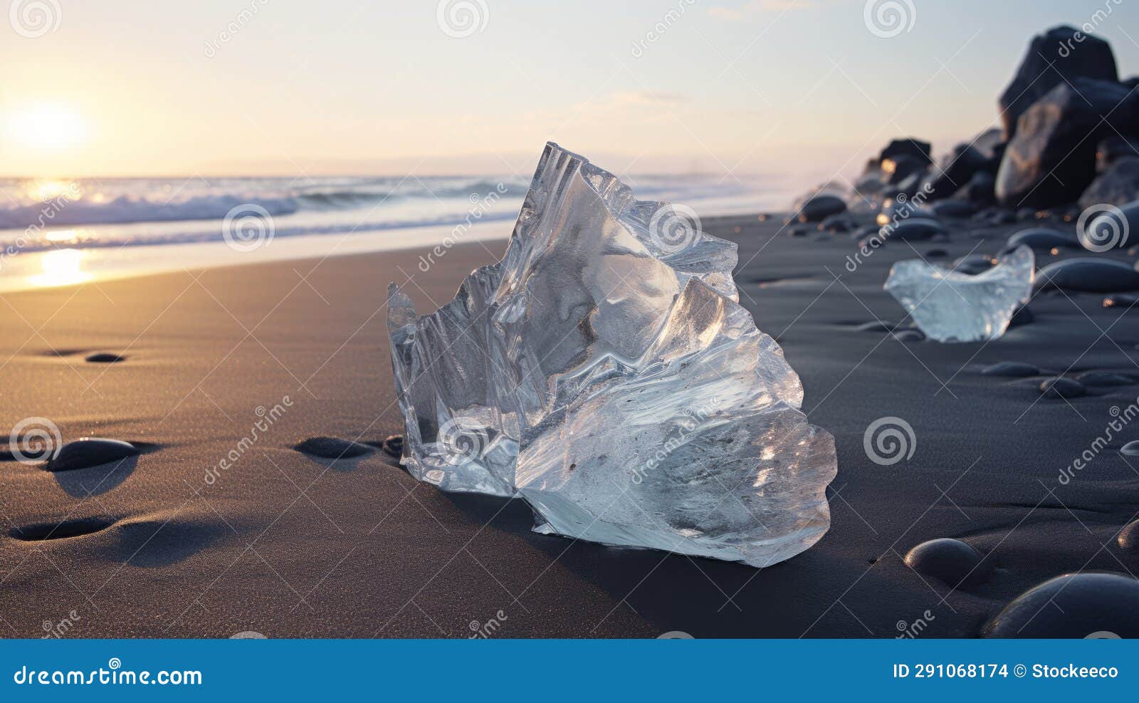 Whimsical Ice Sculpture on a Dark Beach Stock Illustration ...