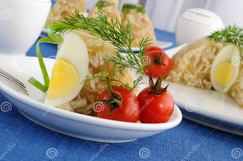A Piece of Jellied Chicken and Egg Stock Image - Image of gourmet ...