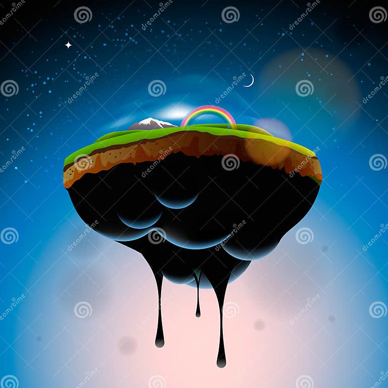 Piece of Land Island in the Air Stock Vector - Illustration of concept ...