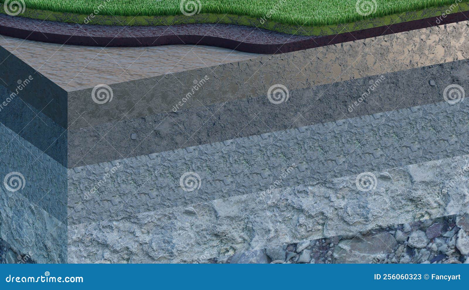 Piece of Land Soil Layers Science Realistic Diagram with Grass Stock ...