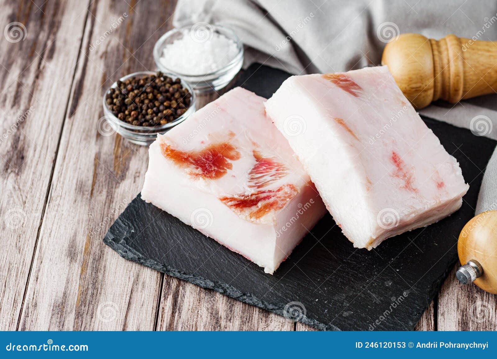 Piece of Lard on a Wooden Rustic Background Stock Image - Image of ...