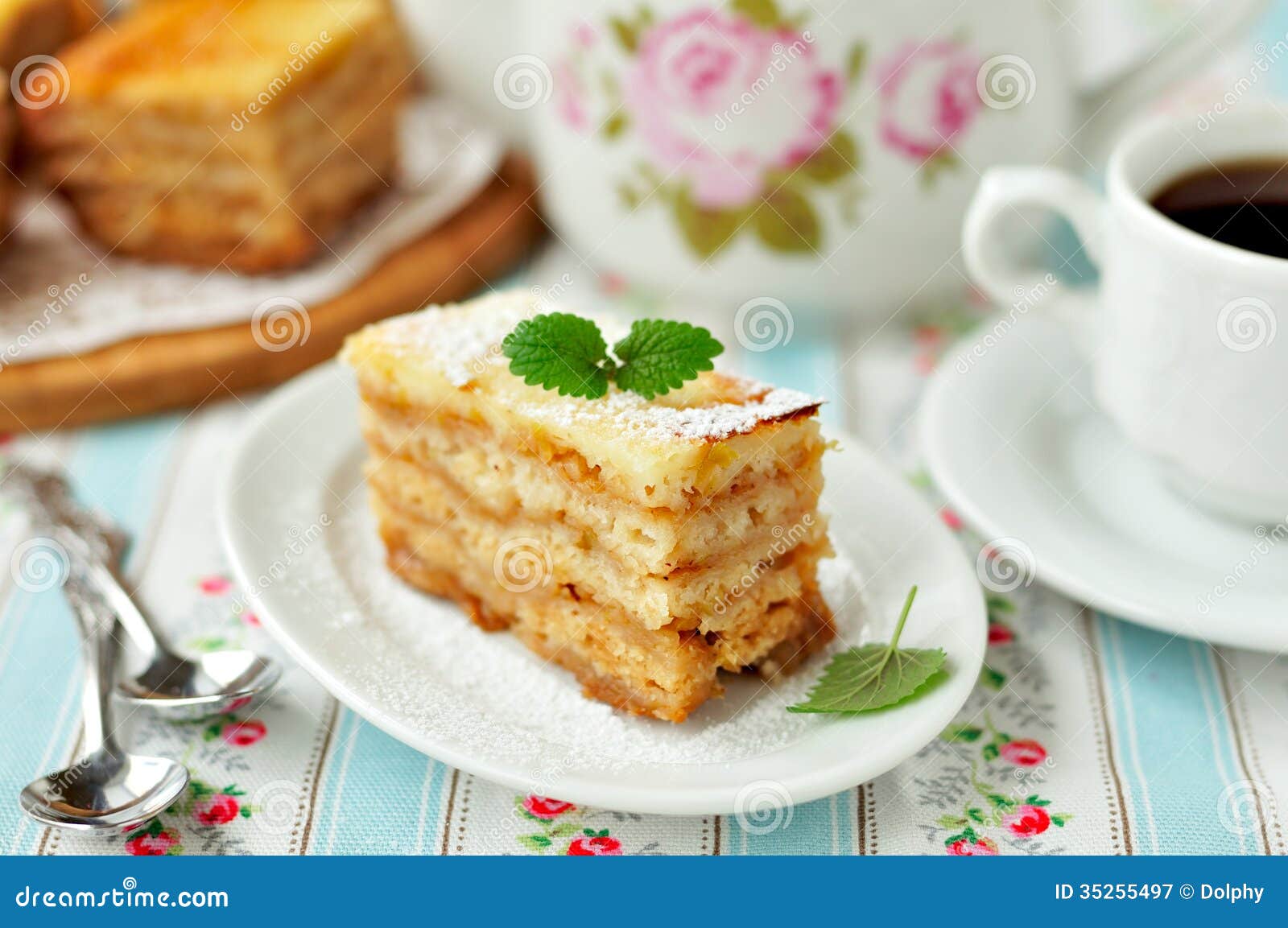 A Piece of Layered Apple Pie Stock Image - Image of apple, filling ...