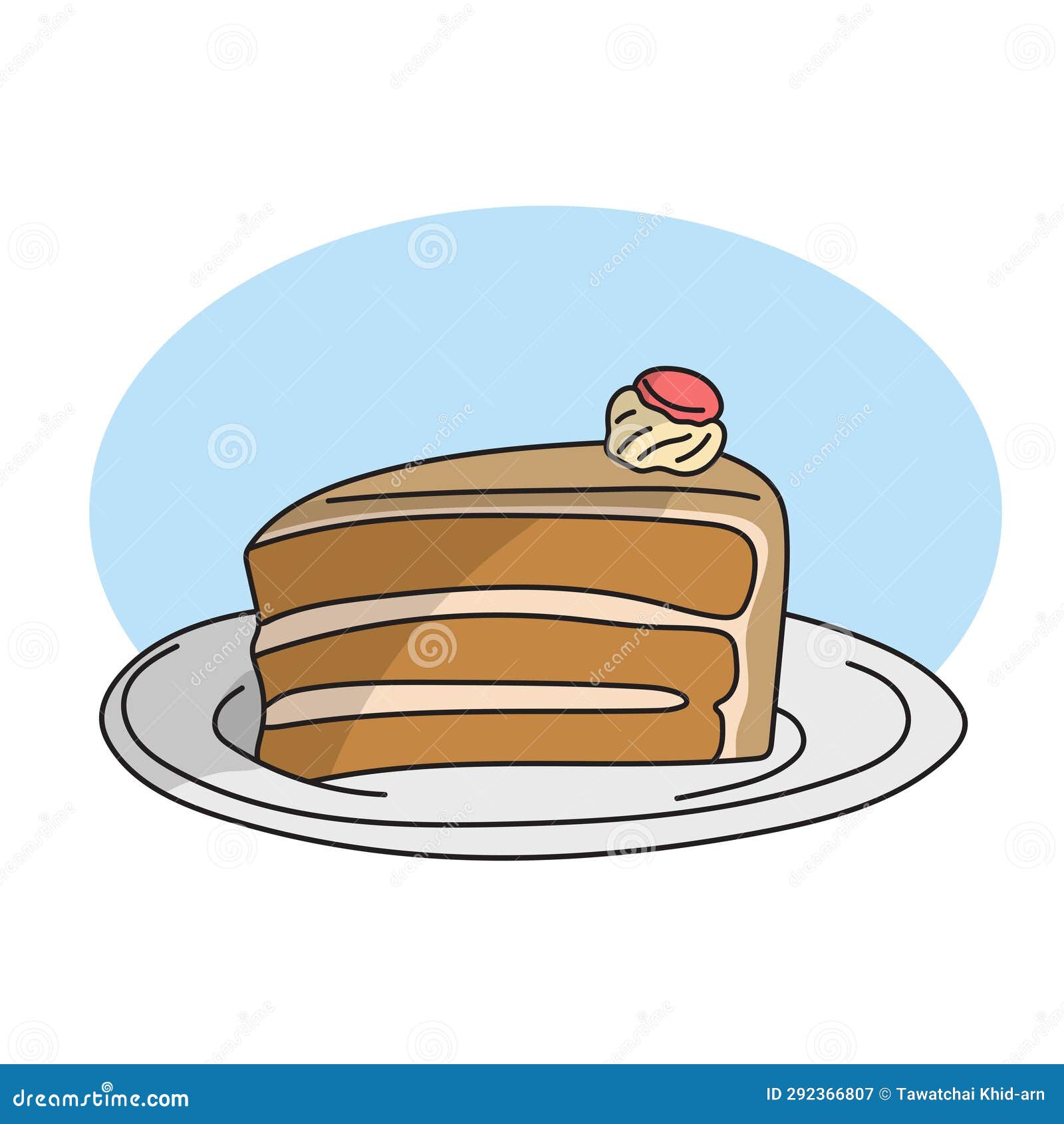 Piece Of Layered Chocolate Cake With Maraschino Cherry. Chocolate Cake ...