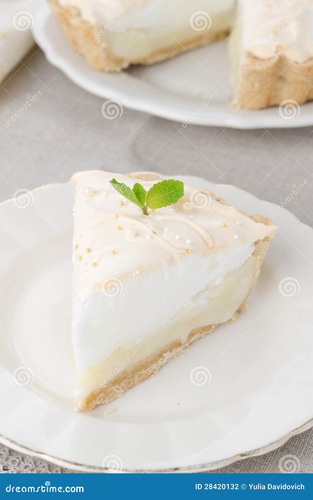 Piece of Lemon Tart with Meringue on a Plate Stock Photo - Image of ...