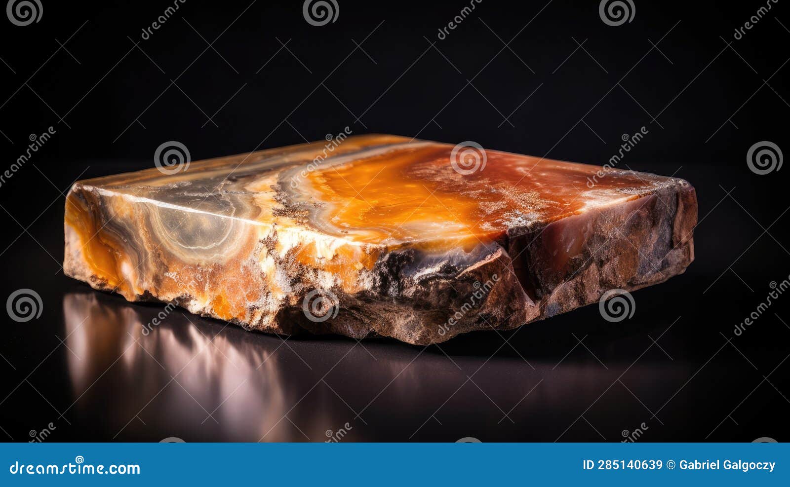 Piece of Marble on a Black Background with Reflection, Close-up Stock ...
