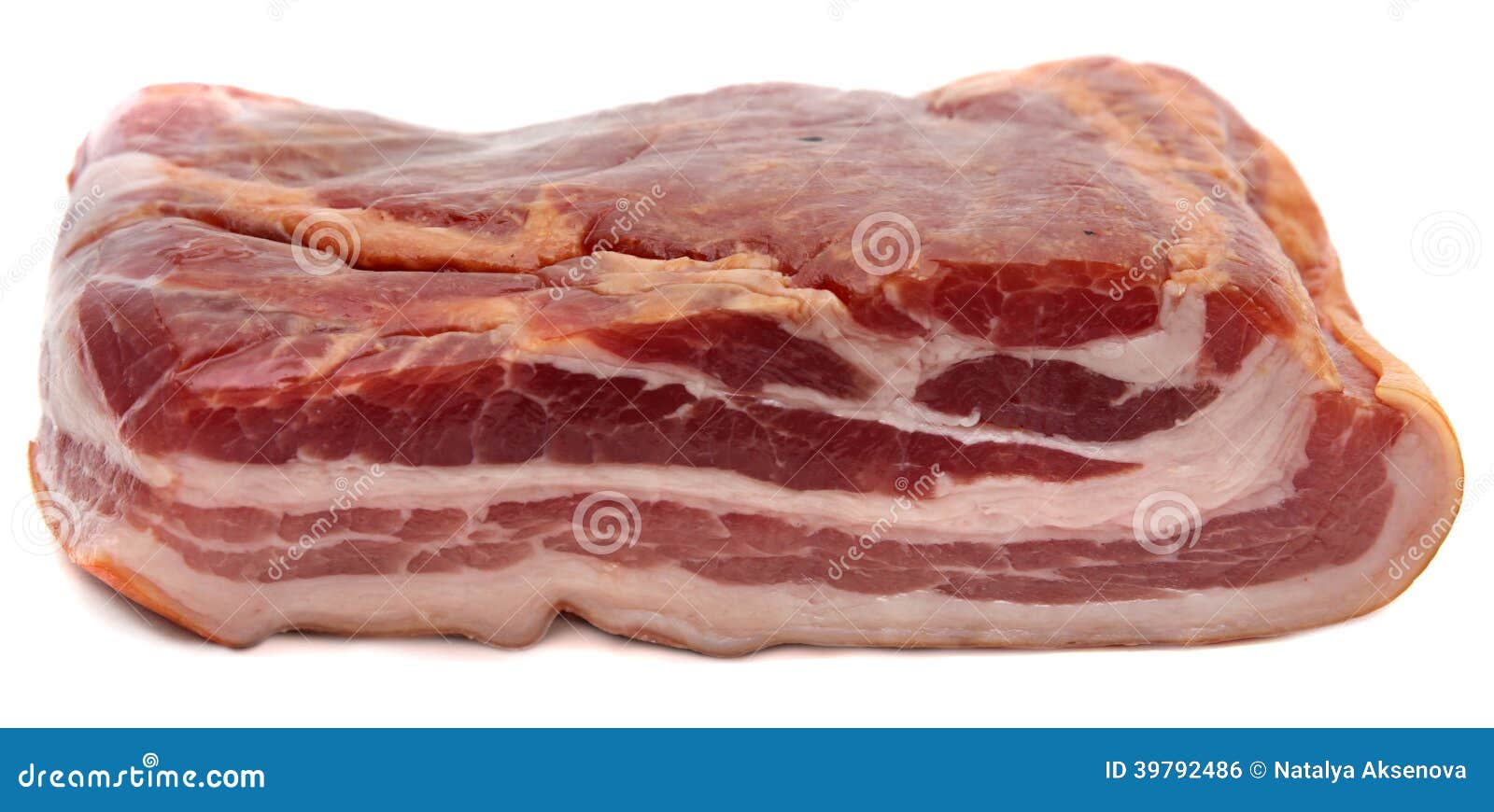 Piece of Meat Smoked Bacon Isolated White Background. Stock Photo ...