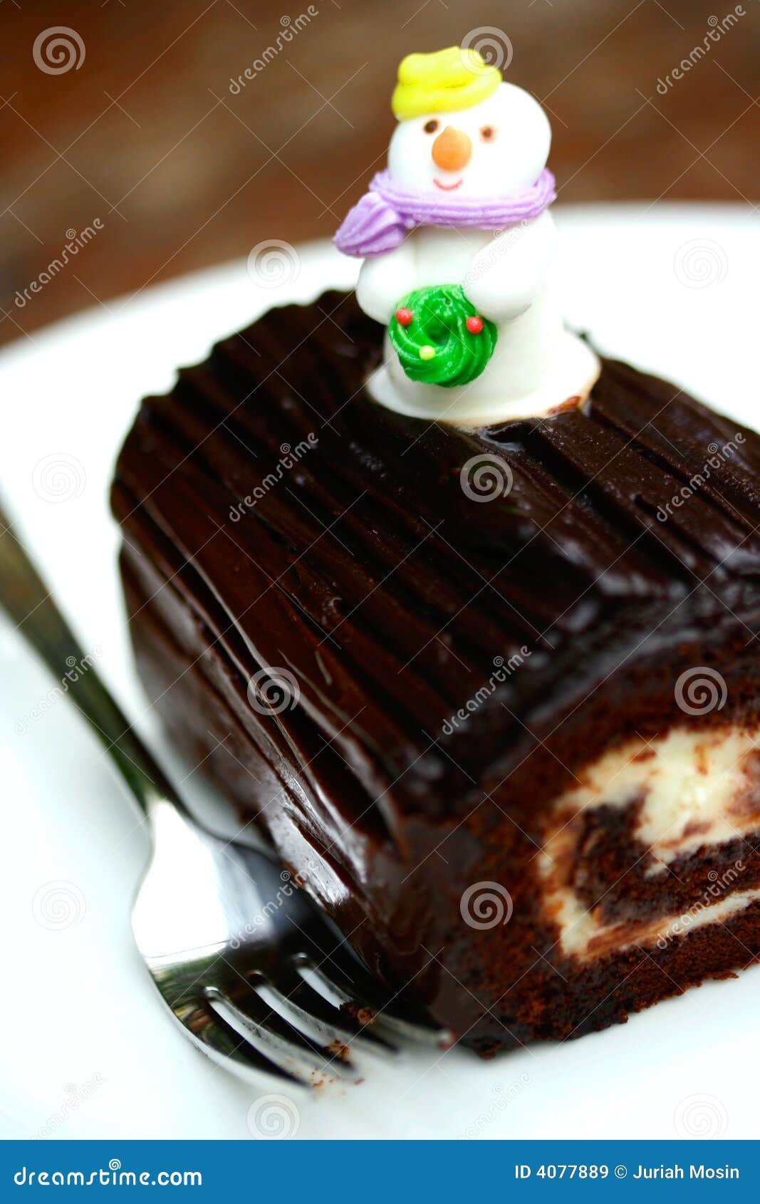 Piece of Mini Chocolate Log Cake Stock Image - Image of artistic ...