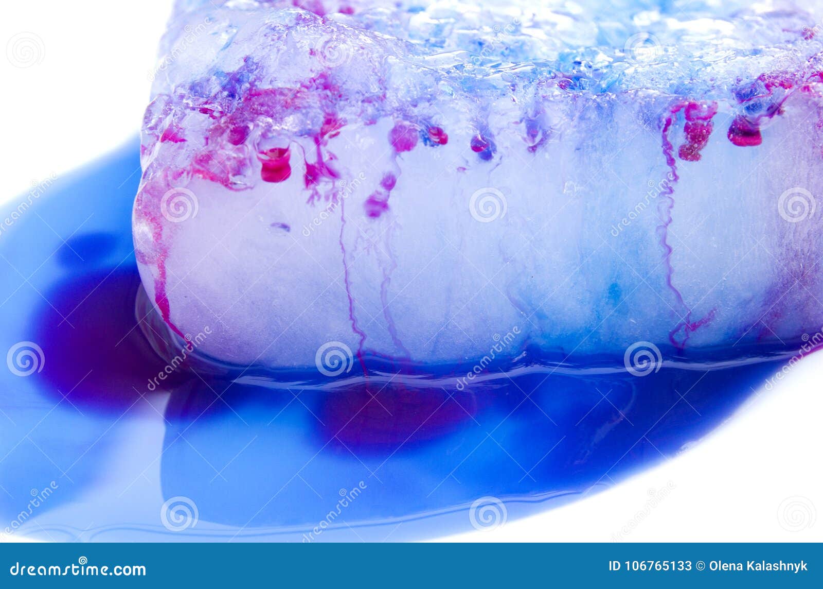 A Piece of Multicolored Ice Melted Isolated on White Background, Stock ...