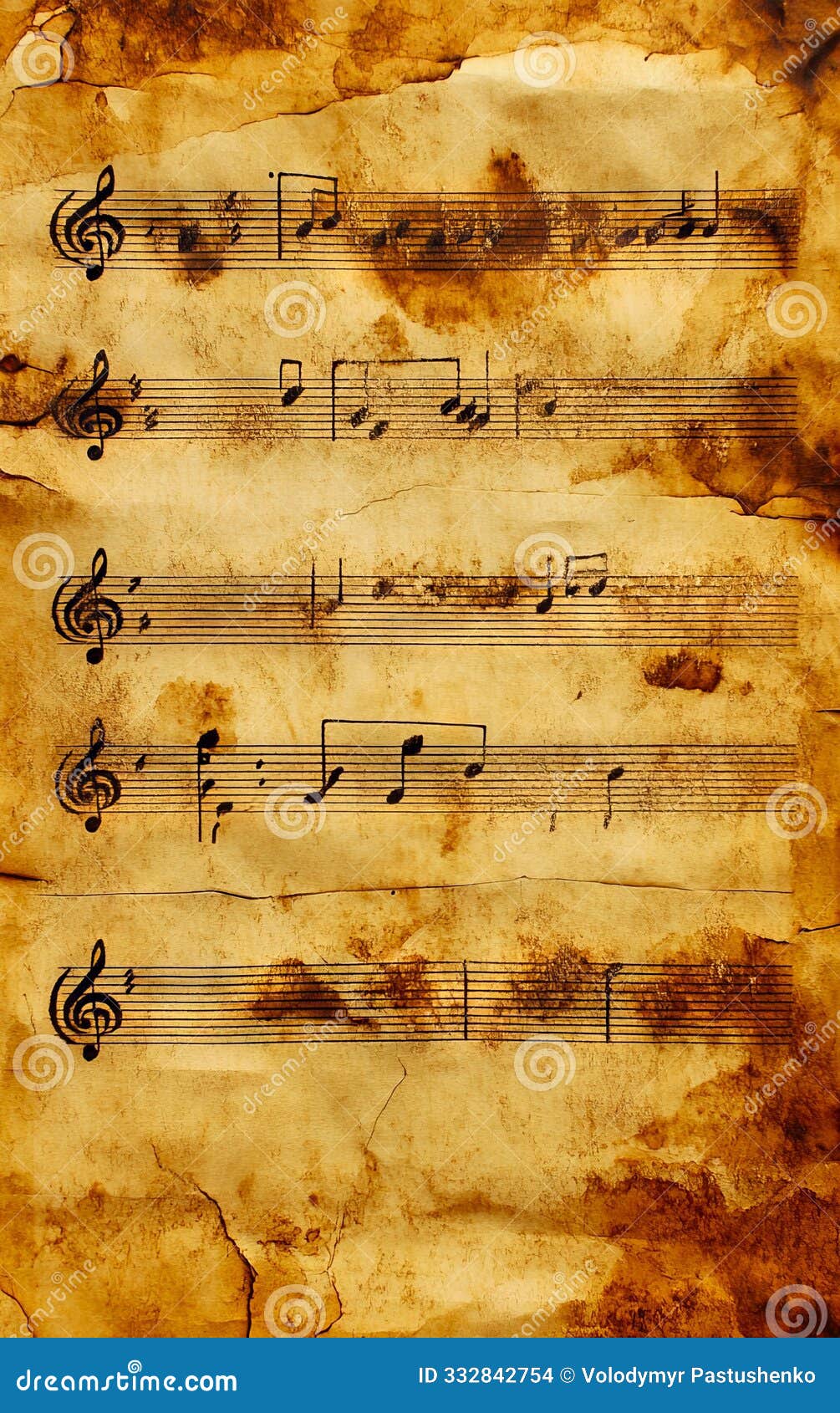 A Piece of Old Paper with Music Notes on it Stock Photo - Image of ...