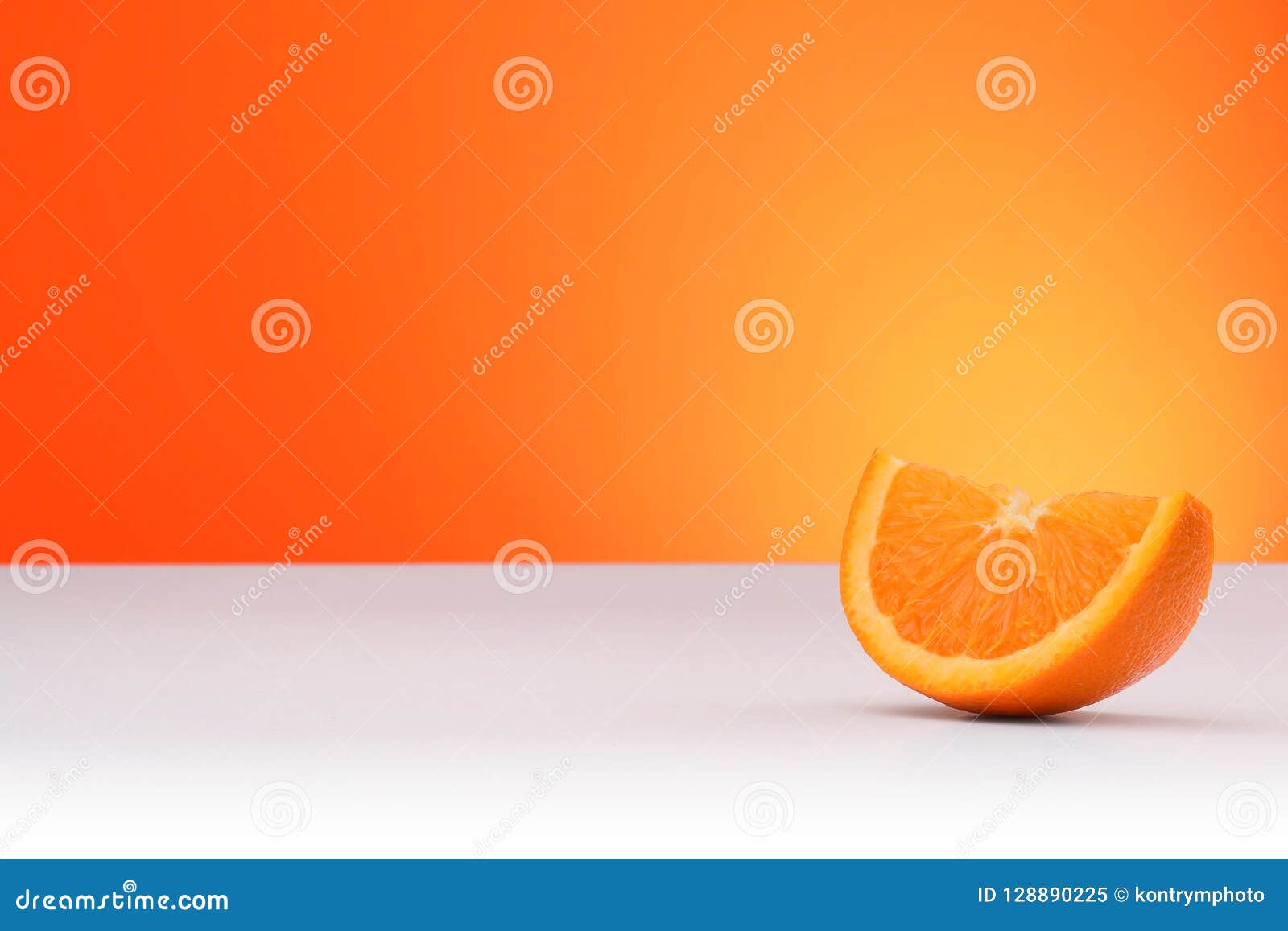 A Piece of Orange Isolated on an Orange and White Background Stock ...