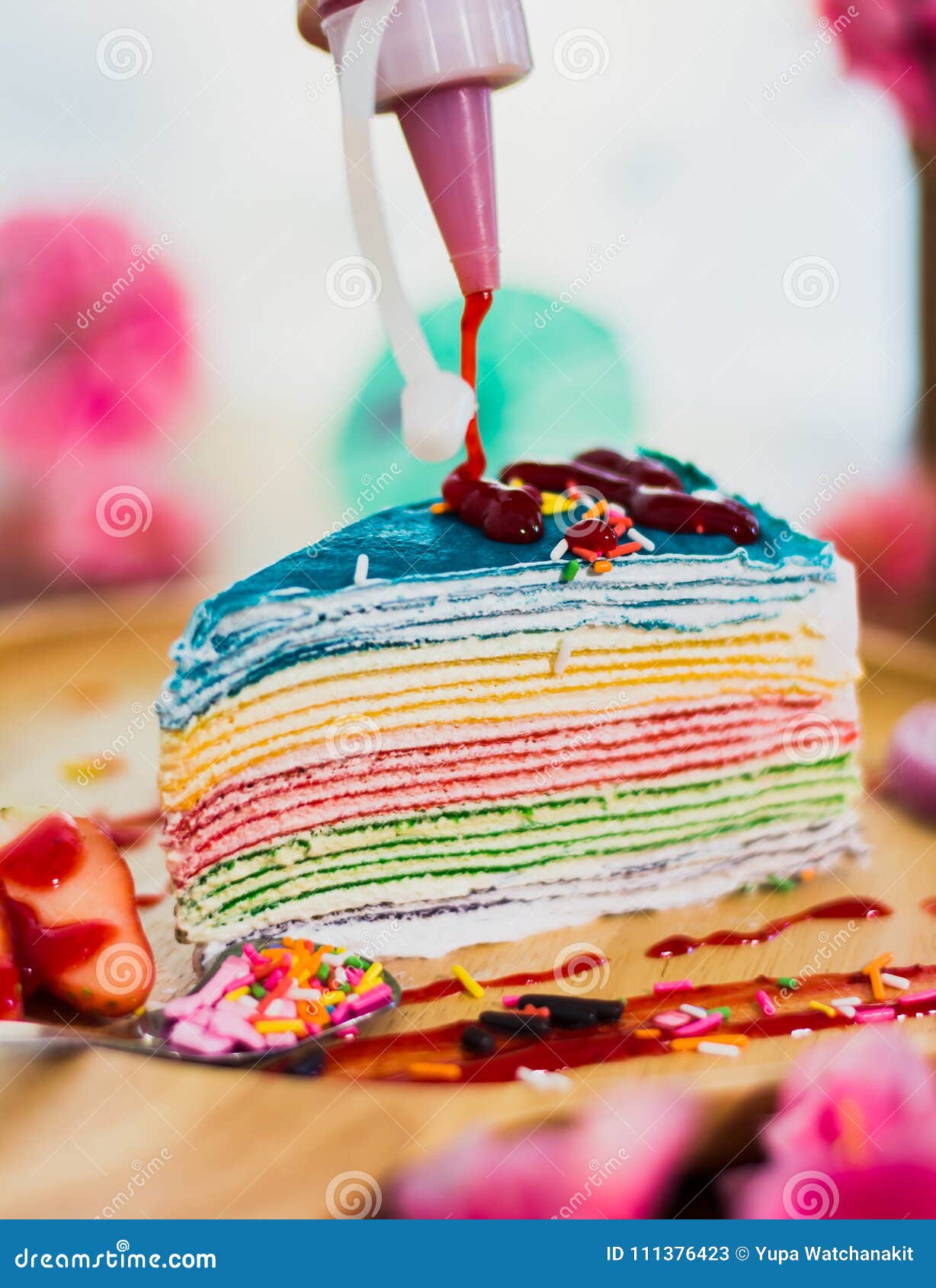 Piece of Pan cake stock image. Image of sugar, delicious - 111376423