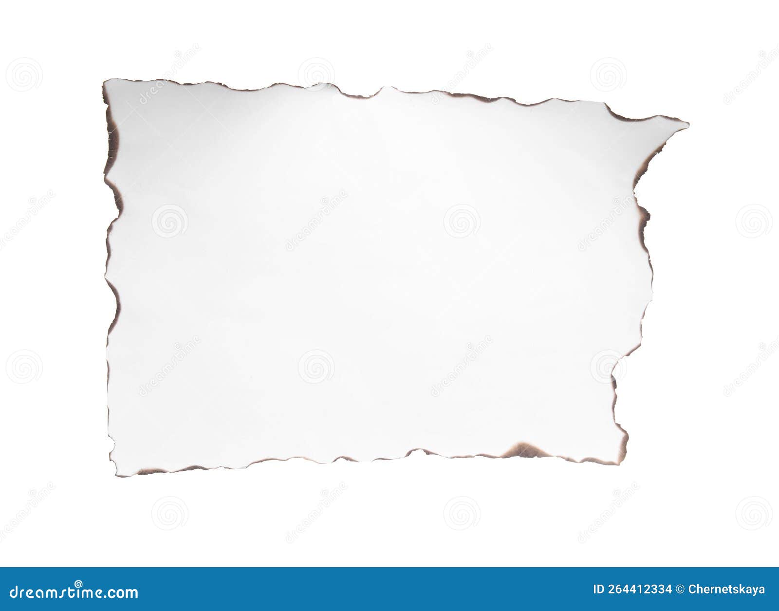 Piece of Paper with Dark Burnt Borders Isolated on White. Space for ...