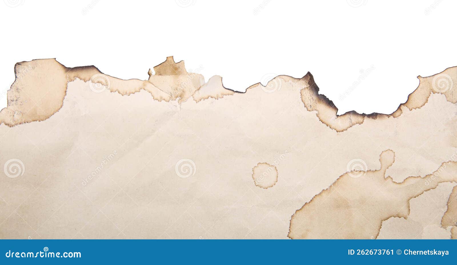 Piece of Paper with Dark Burnt Borders Isolated on White, Top View ...
