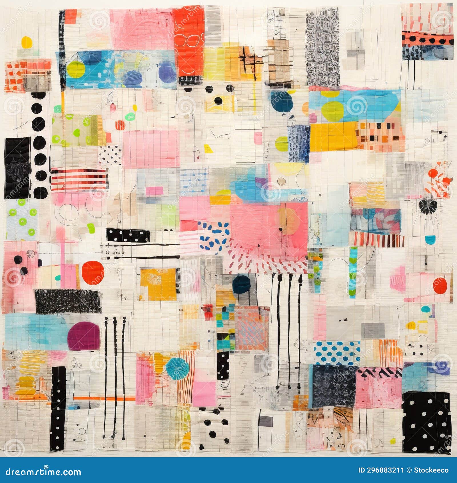 Colorful Patchwork a Playful Mixed Media Piece with Bold Patterns Stock ...