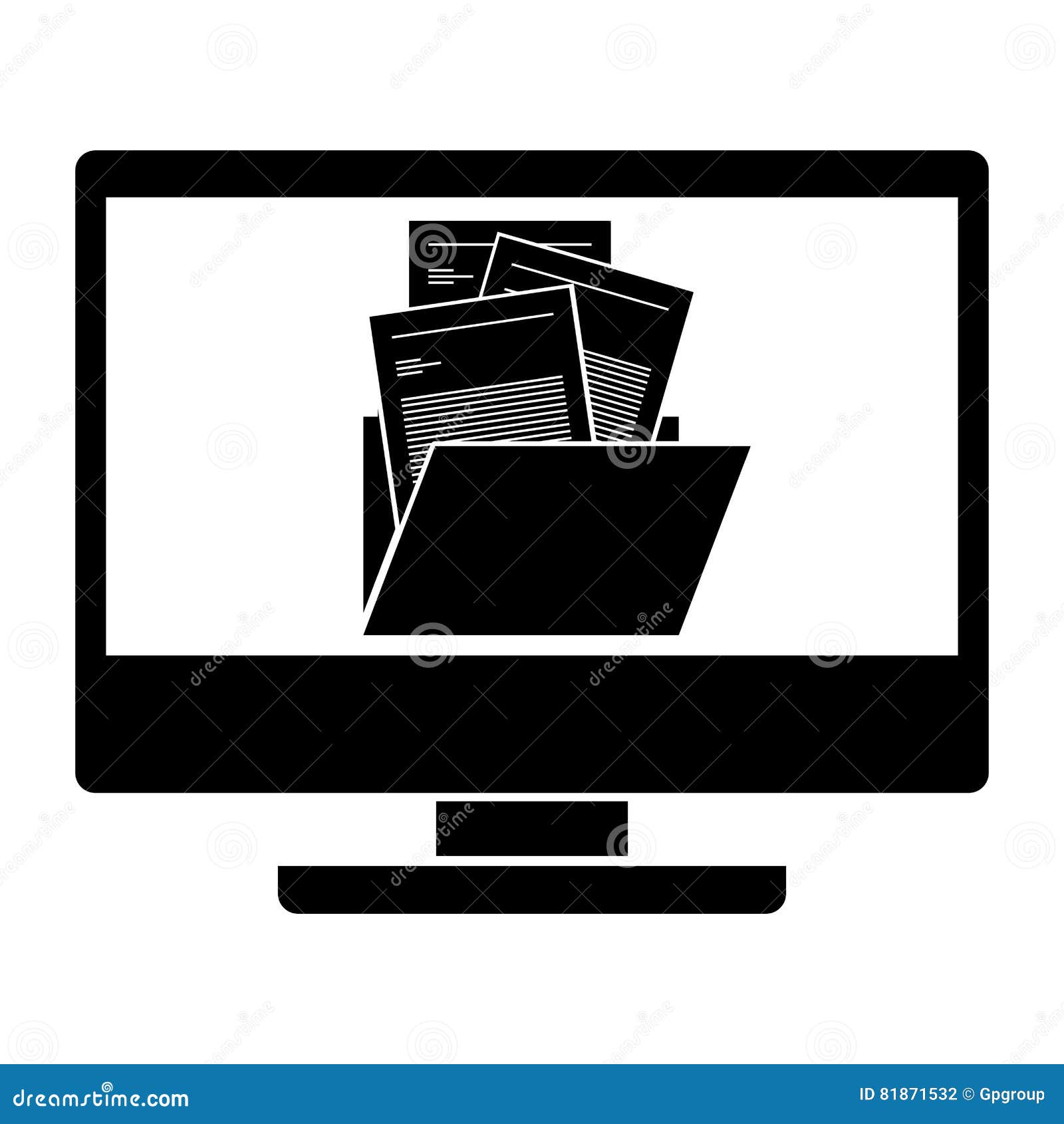 Piece of Paper and File Inside Device Design Stock Vector ...