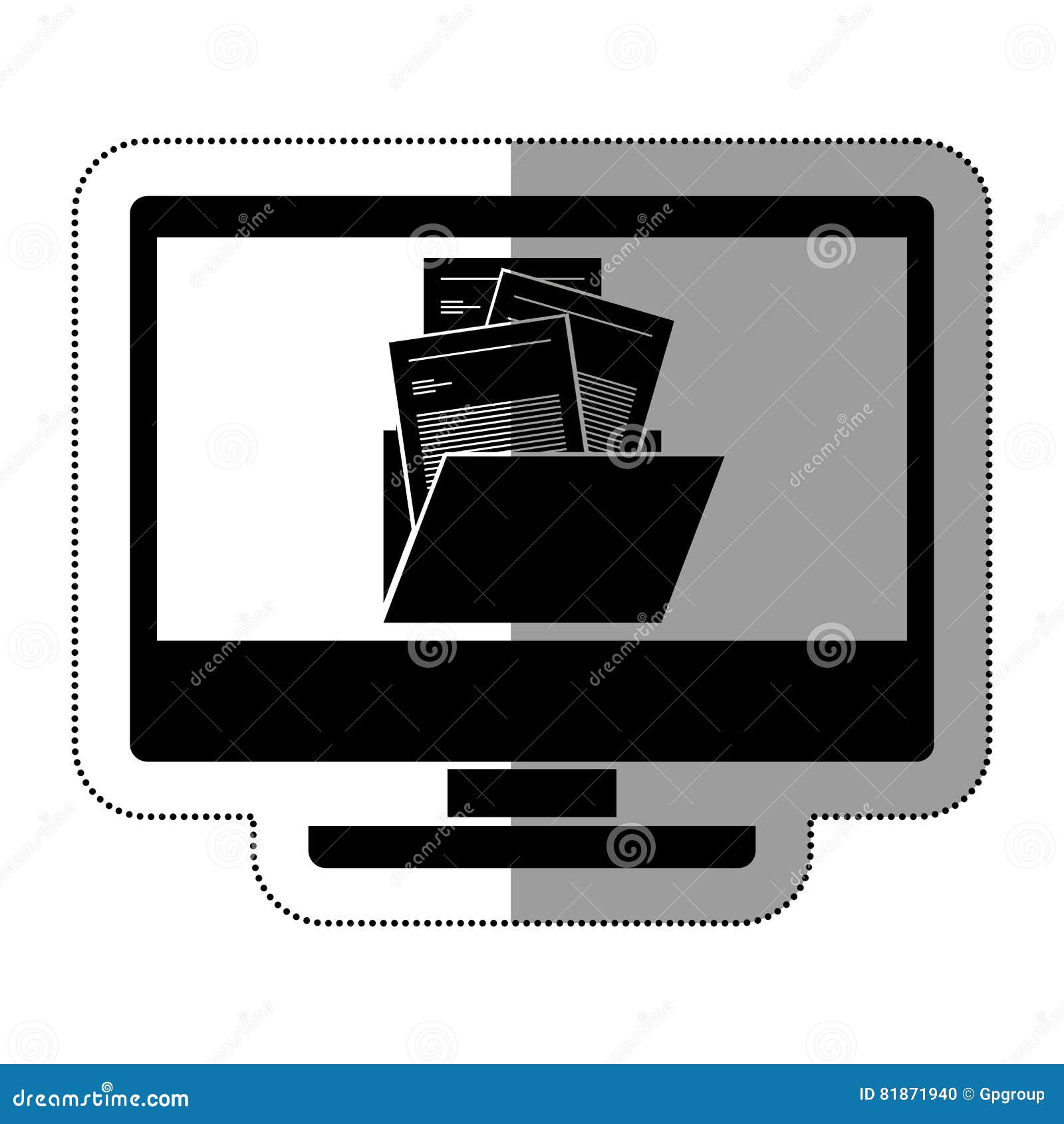 Piece of Paper and File Inside Device Design Stock Vector ...
