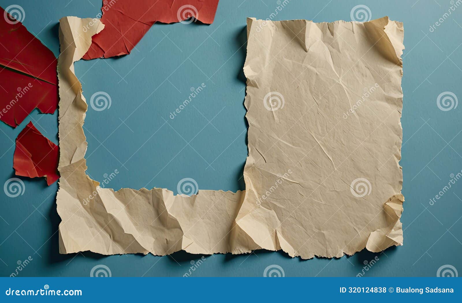 A Piece of Paper is Torn in Half, with the Other Half Being Red in ...