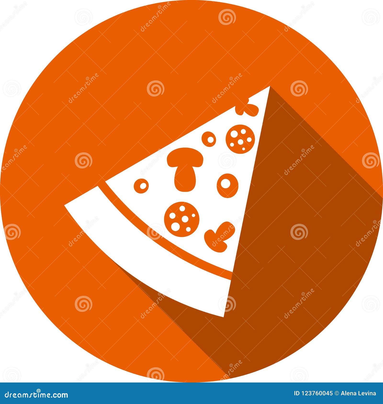Piece of Pizza Round Icon with Shadow Stock Vector - Illustration of ...