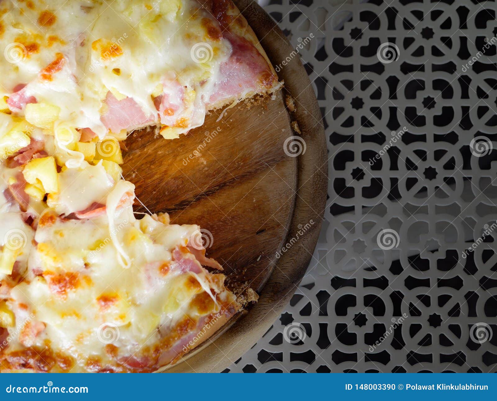 One Piece of Pizza Missing Form Plate Stock Photo - Image of delicious ...