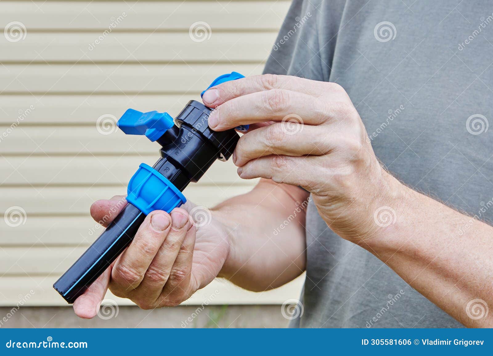 Compression Cap With Valve Chromium Tank. Blue Tone. Blue Tint Stock ...