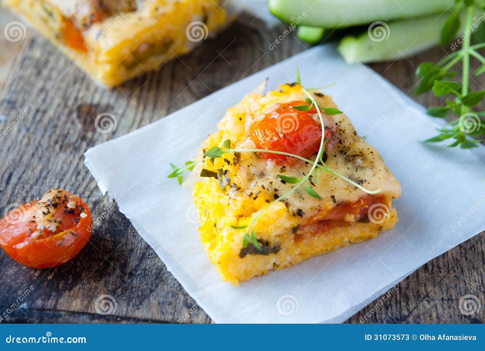 Piece of Polenta with Cheese on the Board Stock Image - Image of pepper ...
