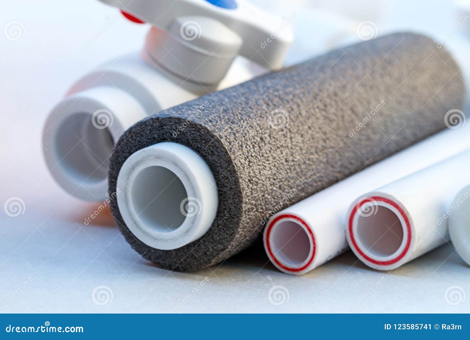 Polypropylene Pipe Sections and Insulation Stock Image - Image of ...