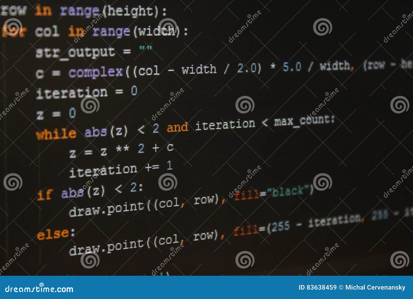 Piece of Programming Code in IDE. Second Stock Image - Image of display ...