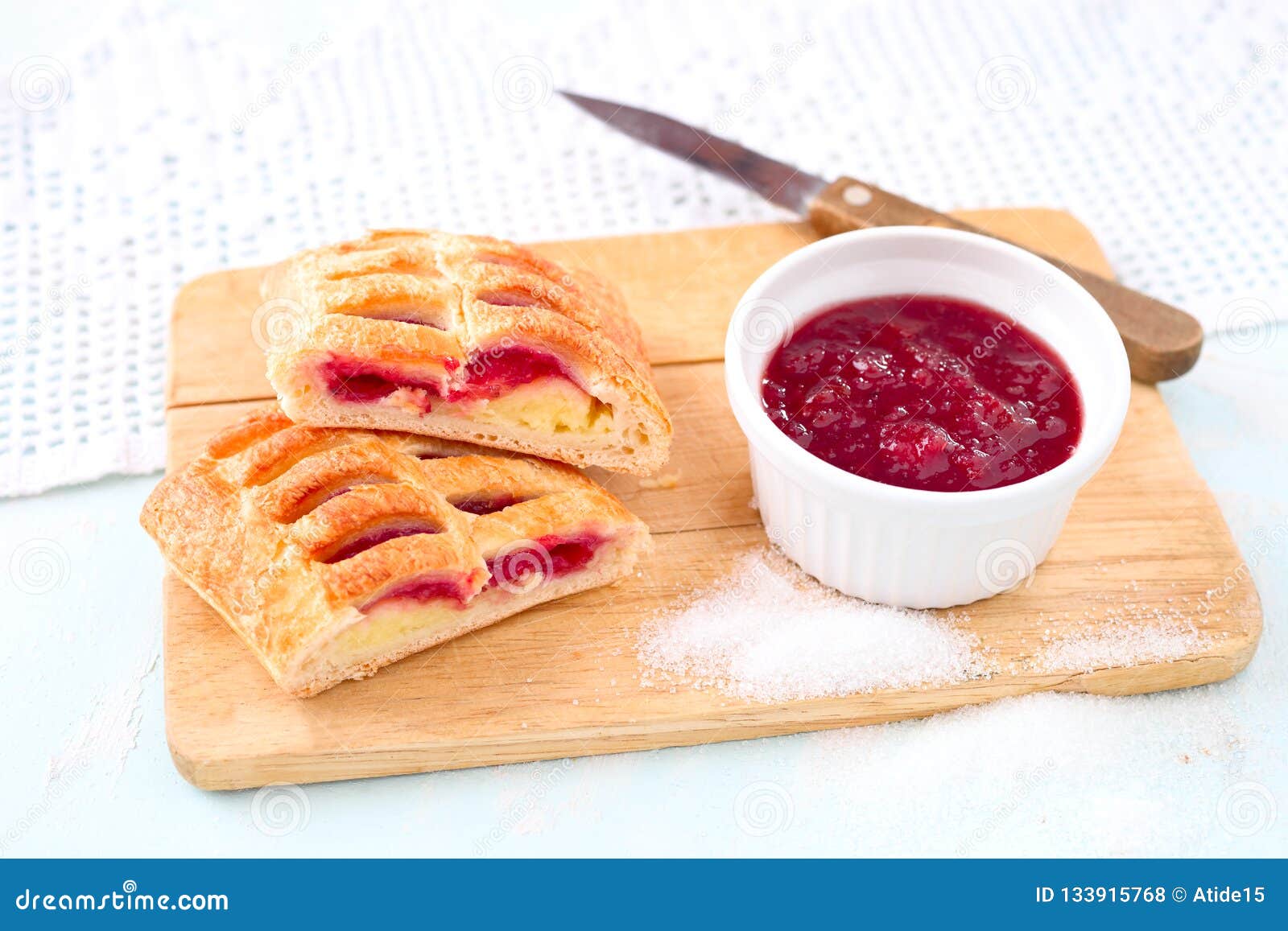 Puff pastry with jam stock photo. Image of sugar, berry - 133915768