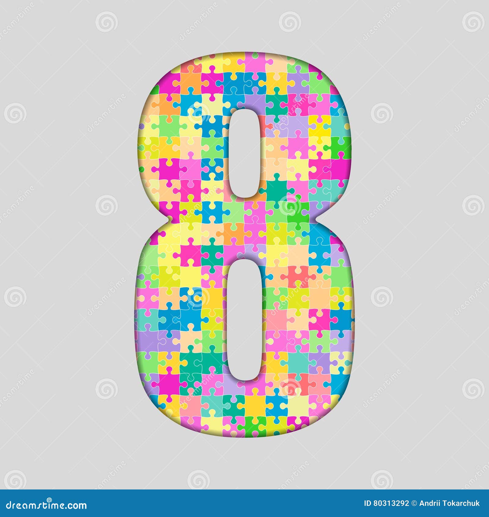 Piece Puzzle Jigsaw Number - 8 Eight. Stock Vector - Illustration of ...