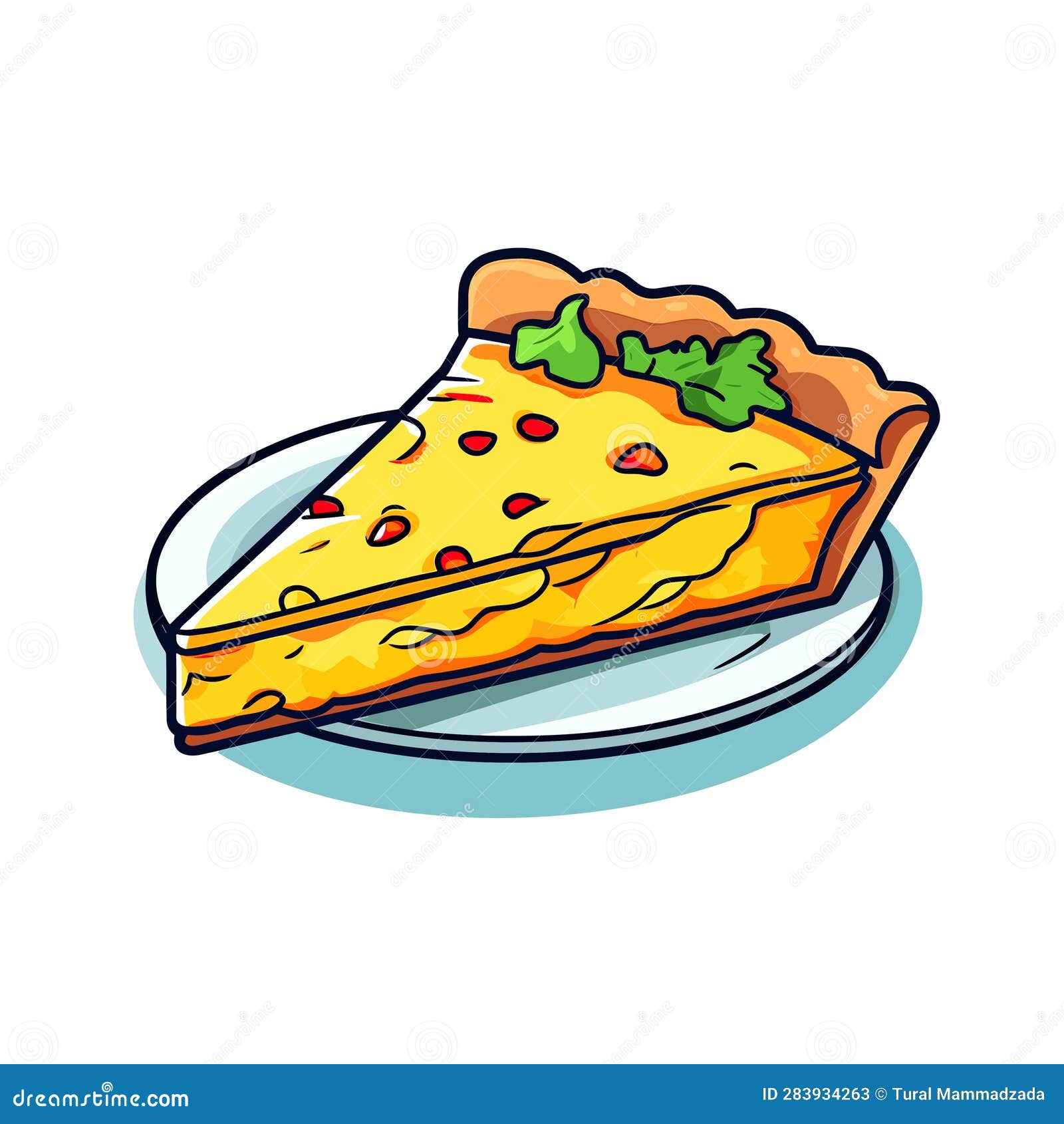 Vector of a Delicious Slice of Quiche on a Plate, Perfect for Breakfast ...
