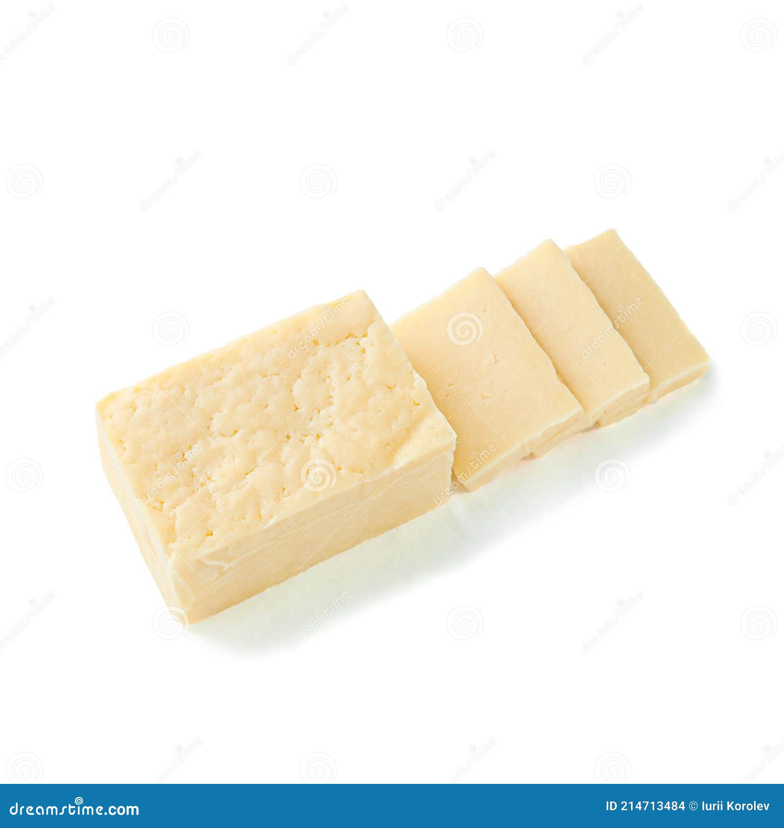 A Piece of Rectangular Cheese without Packaging. Several Pieces Have ...