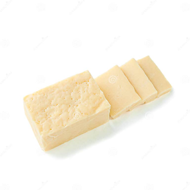 A Piece of Rectangular Cheese without Packaging. Several Pieces Have ...