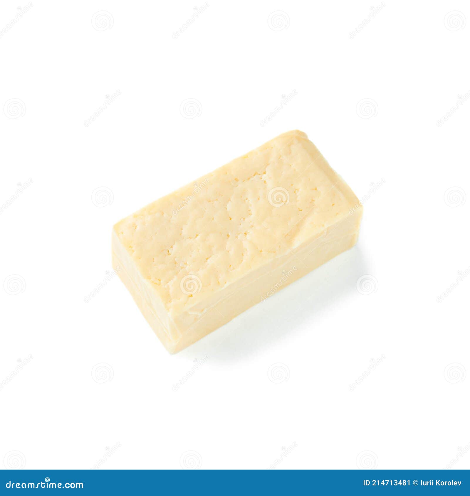 A Piece of Rectangular Cheese without Packaging. View from Above. White ...