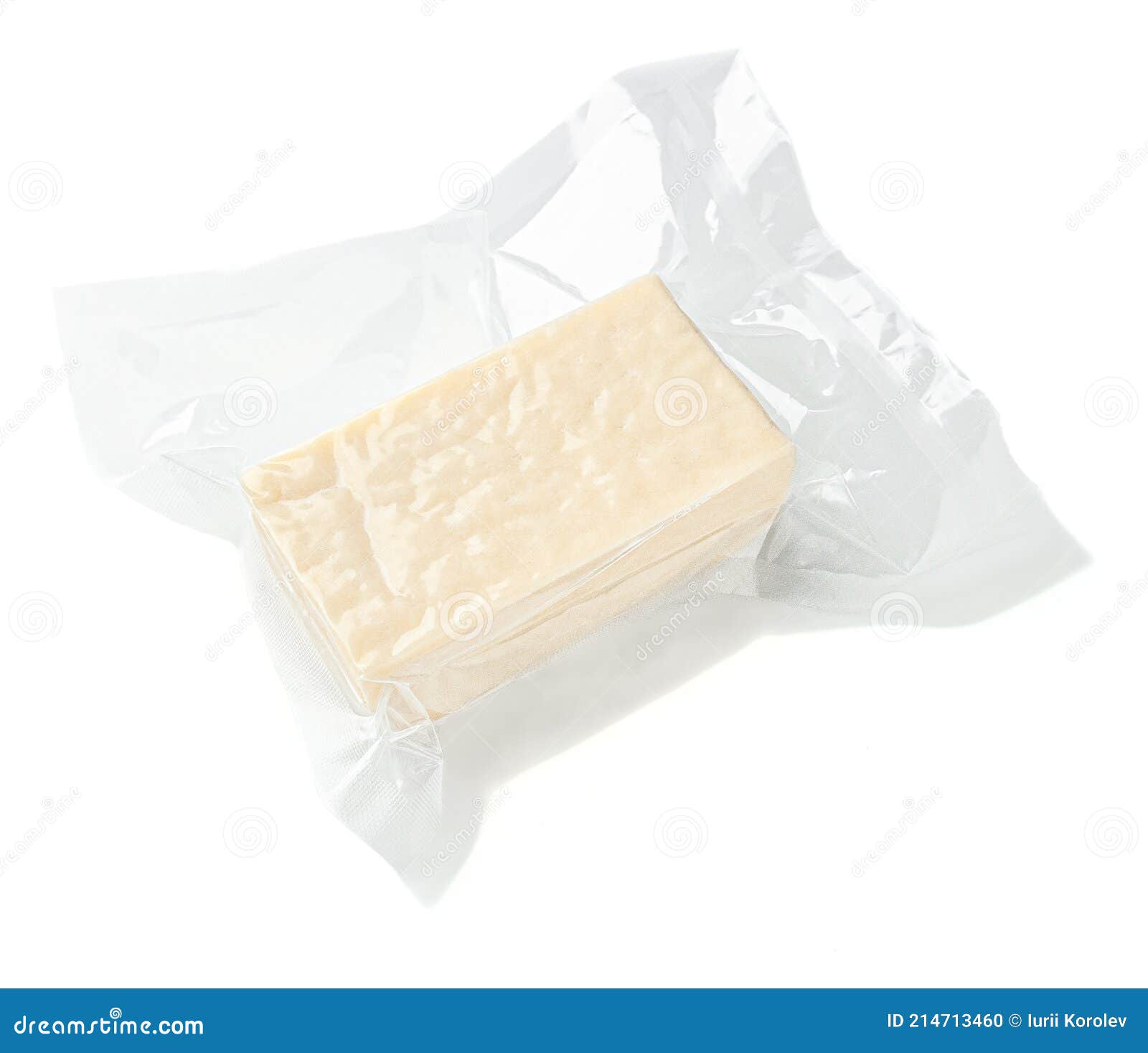 A Piece of Rectangular Cheese in a Vacuum Package. View from Above ...