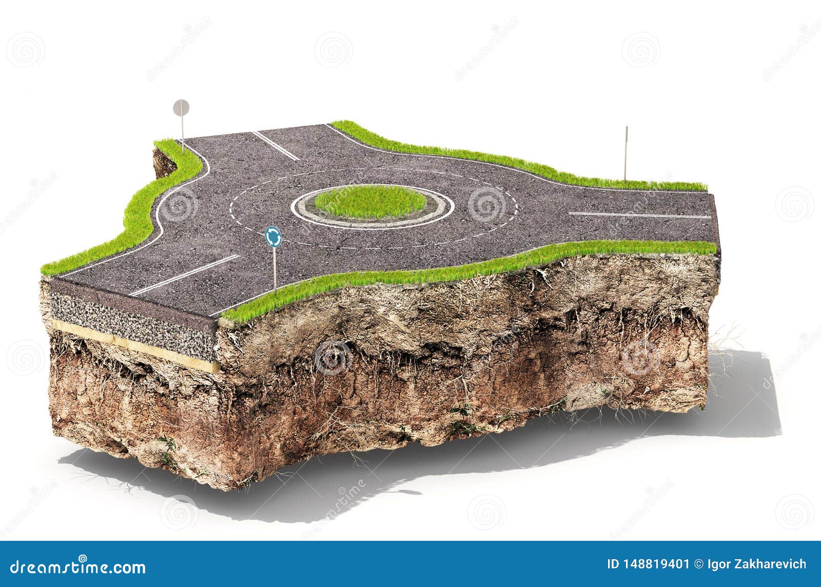 Piece of Road with Circular Motion. Stock Illustration - Illustration ...