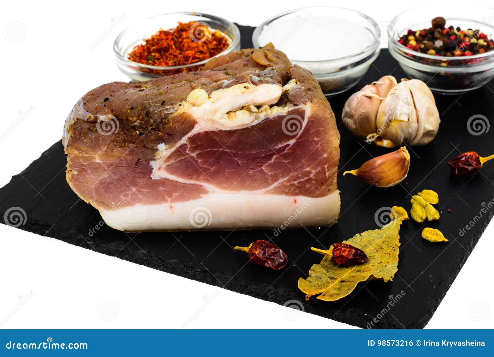 Piece of Salted Ham with Spices Stock Photo - Image of isolated, cook ...