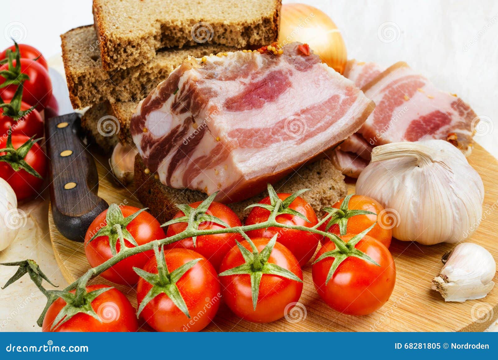 Piece of Salted Pork Fat with Vegetables Stock Image - Image of bread ...