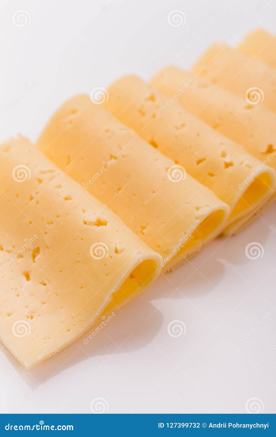 Piece and Slices of Cheese on a White Background Stock Photo - Image of ...