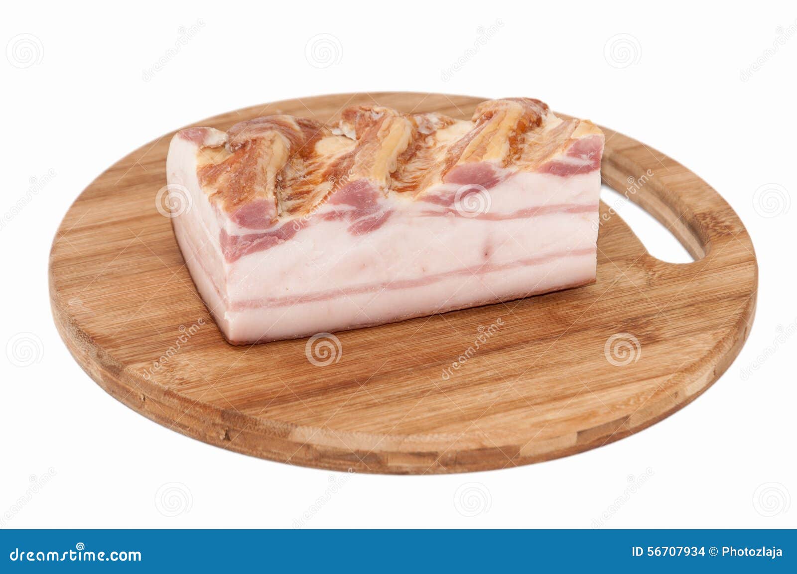 A Piece of Smoked Bacon on Wooden Board Stock Photo - Image of ...