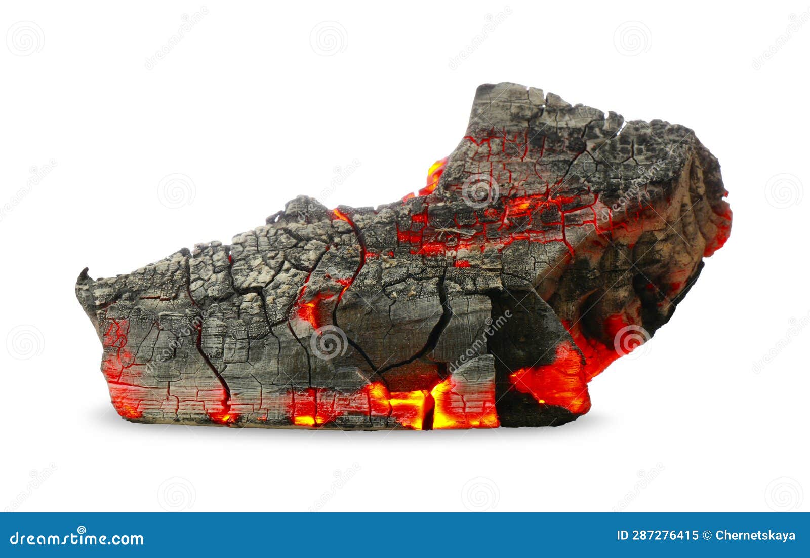 Piece of Smoldering Coal Isolated on White Stock Image - Image of ...