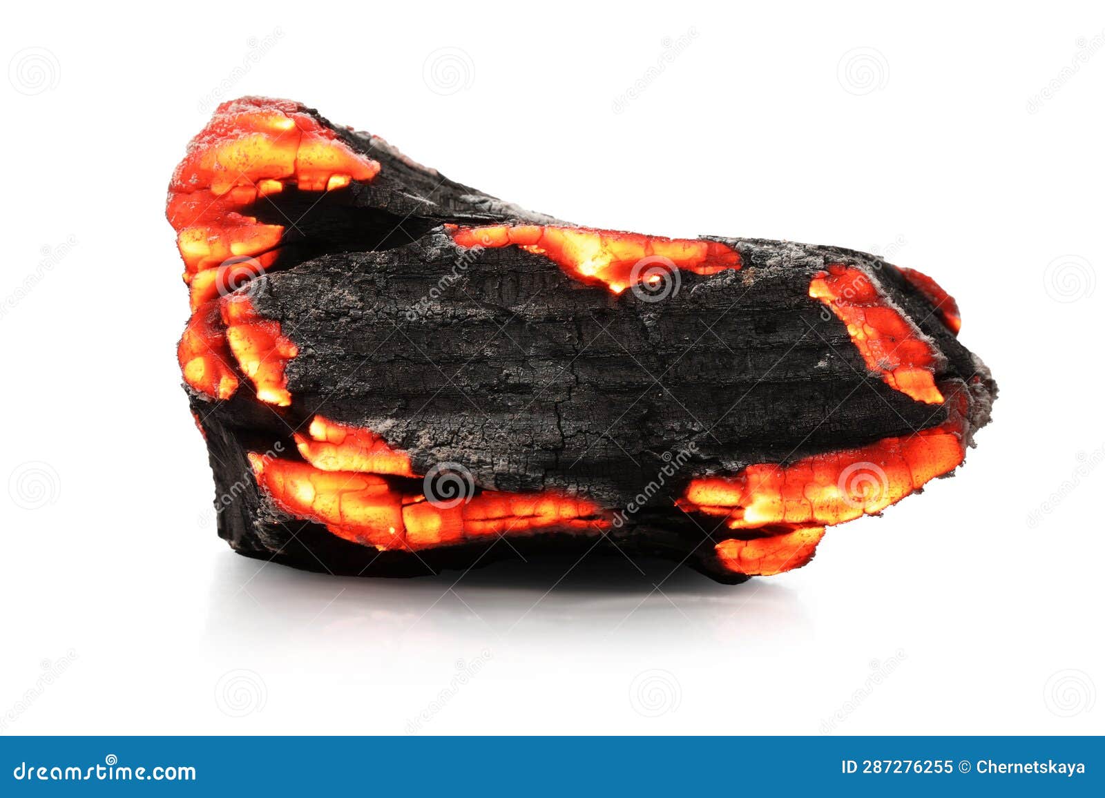 Piece of Smoldering Coal on White Background Stock Image - Image of ...