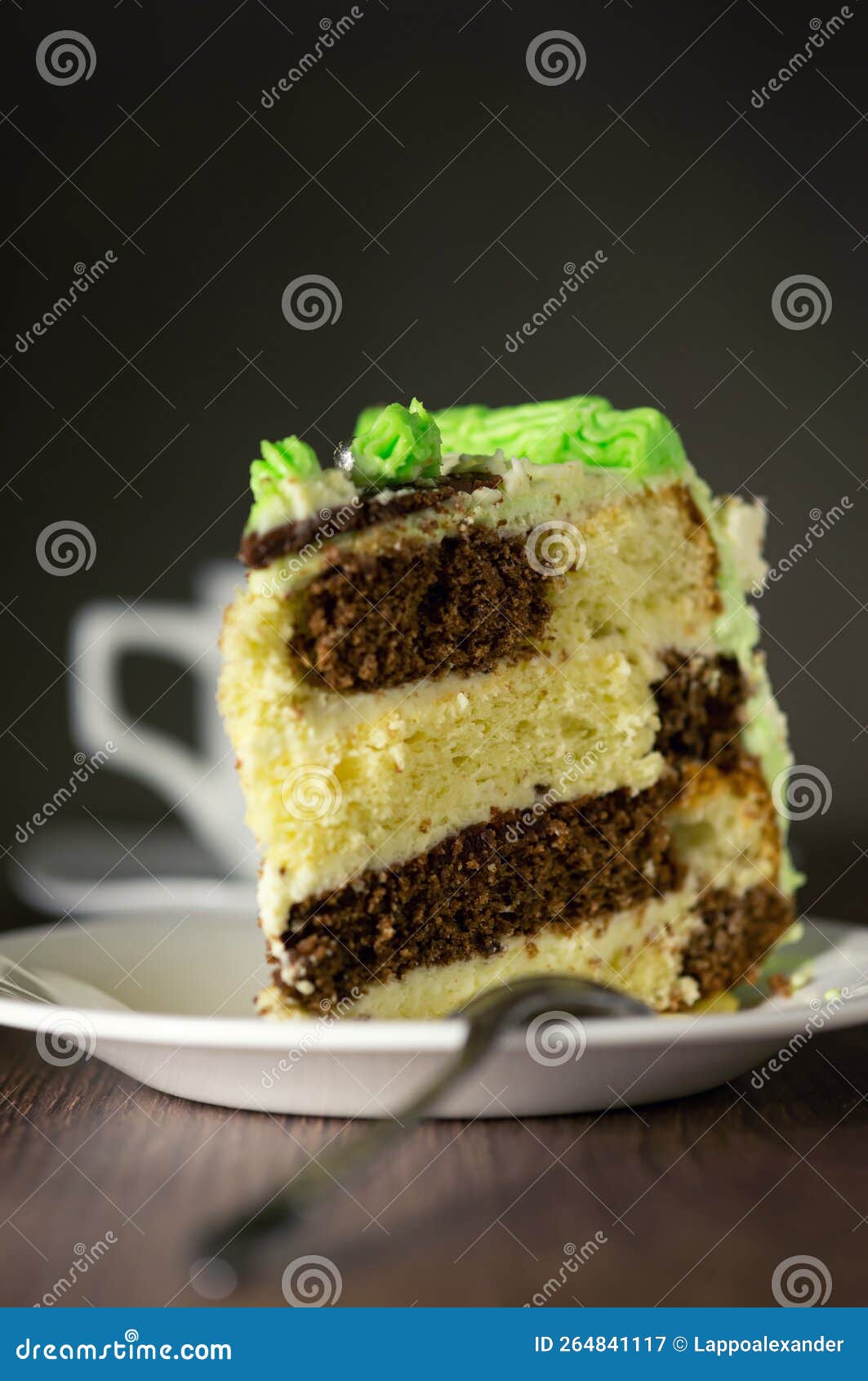 Piece of Sponge Cake with Chocolate Stock Image - Image of baked, slice ...
