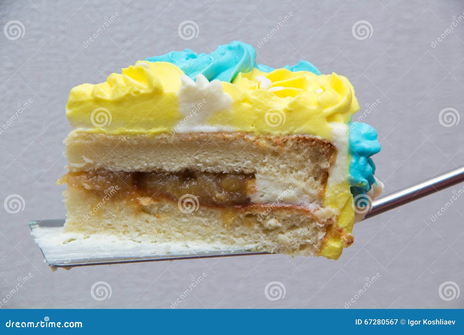 Piece of Sponge Cake with Cream Stock Image - Image of cake, love: 67280567