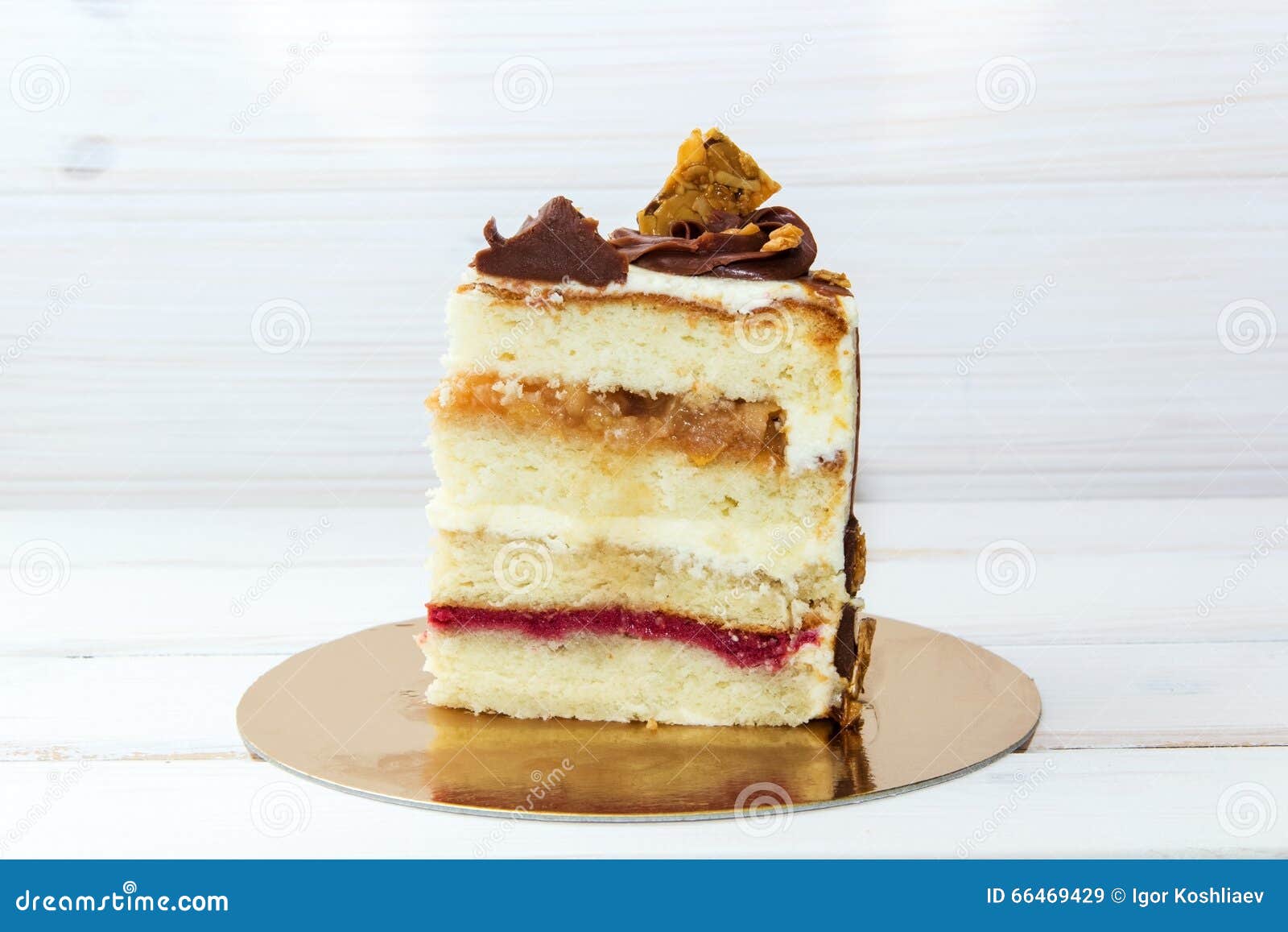 Piece of sponge cake stock image. Image of confectionery - 66469429